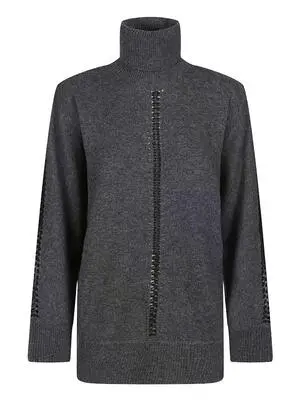 P.a.r.o.s.h Braided Detail Turtleneck Sweater - Grey