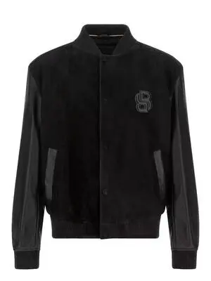 BOSS Monogram Patch Bomber Jacket - Black