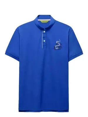 Shanghai Tang Tang Dragon Cotton Polo Shirt - Blue