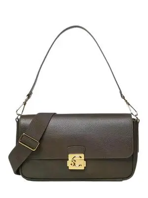 COCCINELLE Logo-clasp Leather Shoulder Bag - Green
