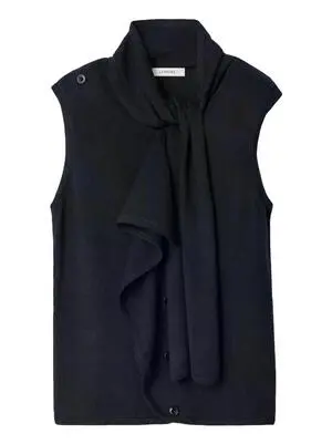 LEMAIRE Asymmetrical Merino Wool Blend Cardigan - Black