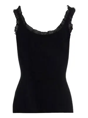 ELISABETTA FRANCHI Elisabetta Franchi Lace-Trimmed Ribbed Top