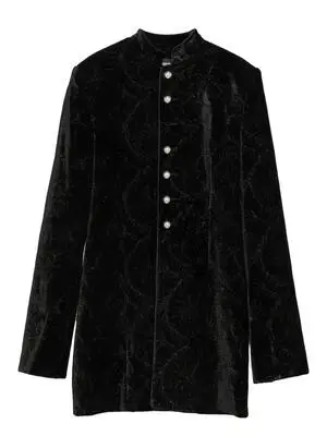 ANN DEMEULEMEESTER Jacquard Patterned Jacket With Pearl Buttons - Black