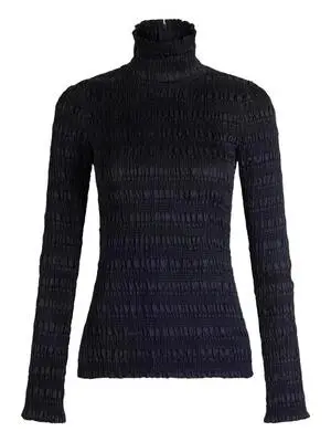 PATOU Smocked Turtleneck Top With Rear Zip