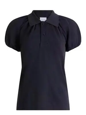 PATOU Puff-sleeve Organic Cotton Polo Shirt - Blue