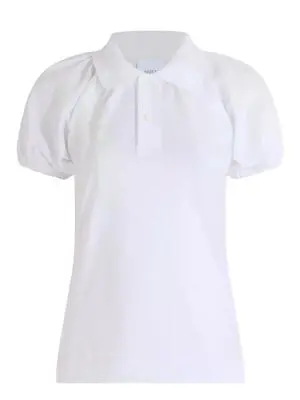 PATOU Patou White Cotton Volume-Sleeve Polo Shirt