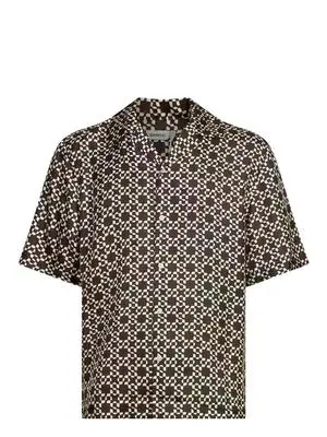Simkhai Casper Geometric-print Short-sleeve Shirt - Brown