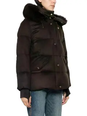 MOORER Attica Padded Jacket With Faux Fur Trim - Brown