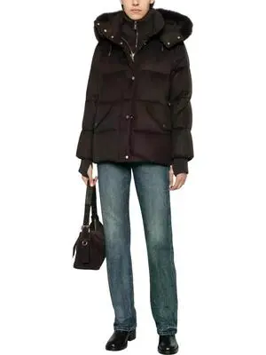 MOORER Attica Padded Jacket With Faux Fur Trim - Brown