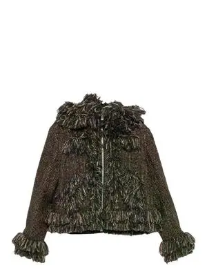 Sacai Fringe-trimmed Hooded Jacket - Brown