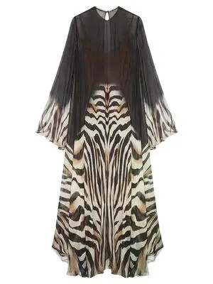 MES DEMOISELLES Zebra-print Sequin-embellished Maxi Dress - Black