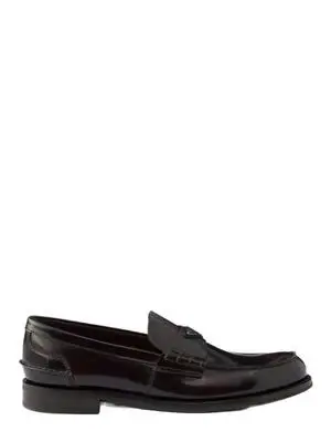 Prada Brushed Leather Loafers - Brown