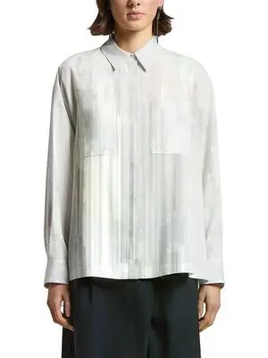 Peserico Striped Shirt With Chest Pockets - White