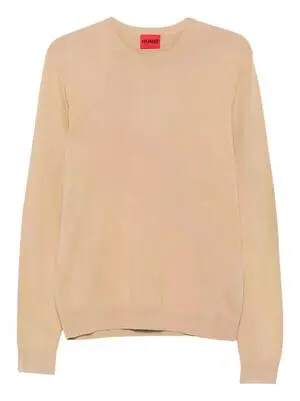 Hugo Crew Neck Long Sleeve Fine Knit Sweater - Neutrals