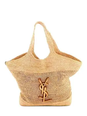 Saint Laurent Icare Shopping Raffia Maxi Tote Bag - Neutrals