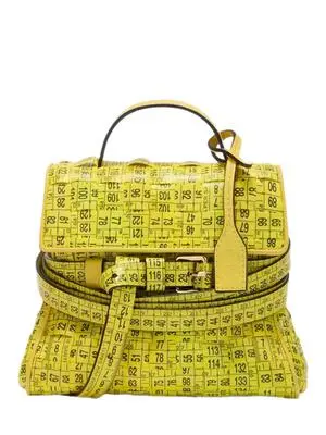 Moschino Tape Measure Print Buckled Tote Bag - Yellow