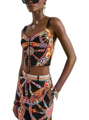 Dolce & Gabbana Carretto Print Corset Top - Black
