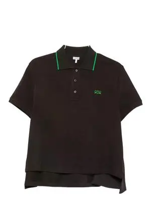 Loewe Logo Embroidered Tipped Polo Shirt - Black