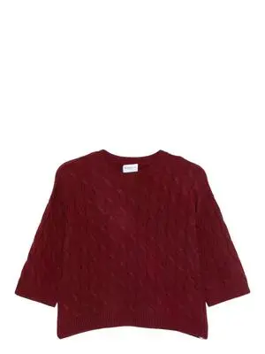 Marella Marella Crew Neck Cable-Knit Sweater Red