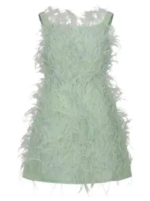 Valentino Garavani Feather Embellished Mini Dress - Green