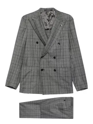 Tagliatore Check-pattern Double-breasted Suit - Grey