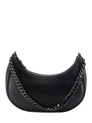 Celine Ava Chain Leather Medium Hobo Bag - Black