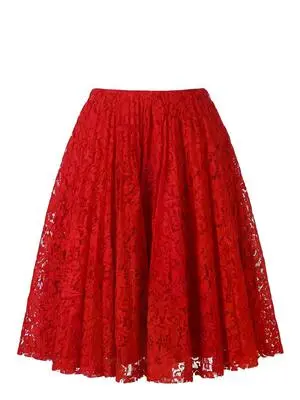 VALENTINO Valentino Garavani Corded Lace Pleated Skirt
