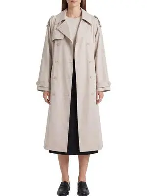 THE FRANKIE SHOP Double Breasted Belted Trench Coat - Nude