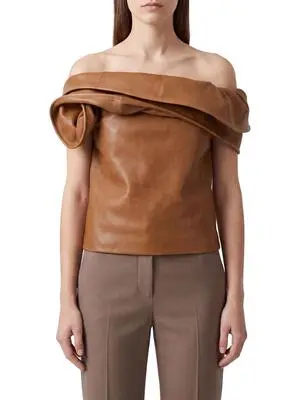 Magda Butrym Leather Skirt - Camel