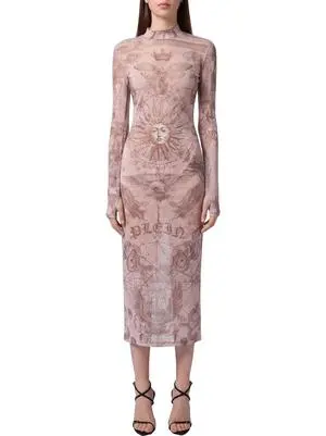 Philipp Plein Long Sleeve Printed Dress - Fuchsia