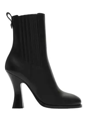 Burberry Leather Pillar Ankle Boots - Black