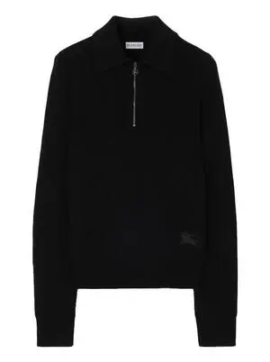 Burberry Long-sleeve Cashmere Polo Shirt - Black