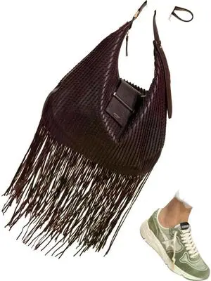 JIMMY CHOO Medium Fringe-trimmed Shoulder Bag - Red