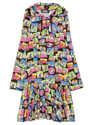 Jeremy Scott Graphic Print Hooded Tiered Mini Dress - Black