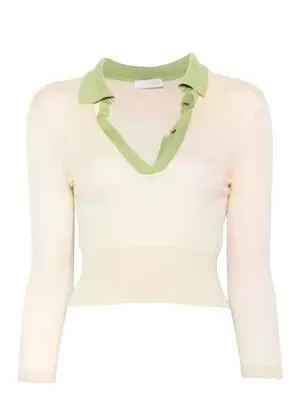 Prada Fine Knit Polo Collar Sweater - Neutrals