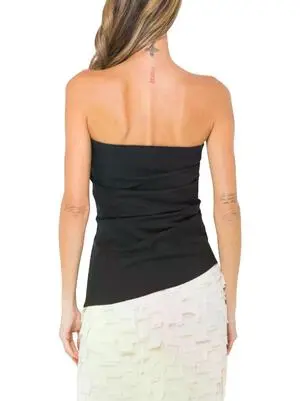 JBQ Royce Ruched Asymmetric Top - Black