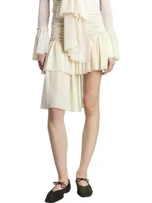 SIEDRES Gigi Ruched Ruffled Skirt - Neutrals