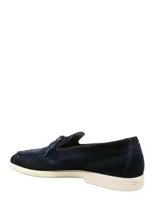 Santoni Suede Boat Shoes With Bow Detailing - Blue