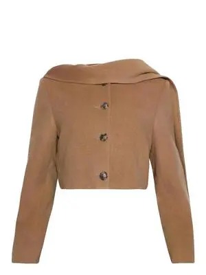 Florence & Fortitude Cropped Jacket With Scarf Detail - Brown