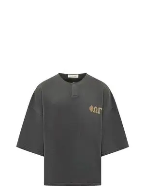 Fear Of God 3/4 Sleeve Pigment Dyed Henley Sweatshirt - Grey
