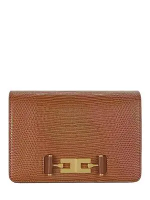ELISABETTA FRANCHI Elisabetta Franchi Lizard-Effect Logo Plaque Shoulder Bag