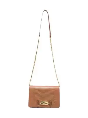ELISABETTA FRANCHI Elisabetta Franchi Lizard-Effect Logo Plaque Shoulder Bag