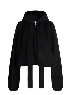 PATOU Zip-up Hooded Hoodie With Gathered Detailing - Black