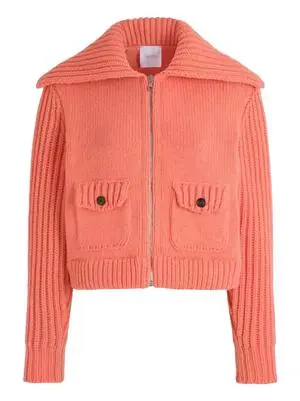 PATOU Ribbed-knit Zipped Sweater - Orange