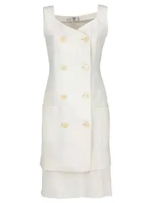 Valentino Garavani Miss V Sleeveless Double-breasted Dress - White