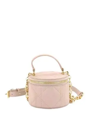 DIOR Christian Dior Round Vanity On Chain Cannage Quilt Lambskin Mini Pouch