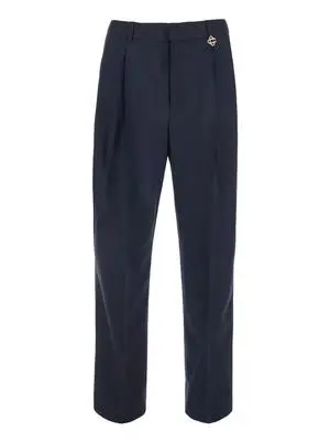Casablanca Logo Plaque Pleated Trousers - Blue