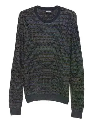 Emporio Armani Textured Knit Crew Neck Sweater - Blue
