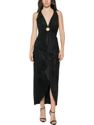 TWENTY FOURHAITCH Sequin-embellished Ring Detail Midi Dress - Black
