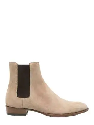 Saint Laurent Suede Chelsea Boots - Neutrals